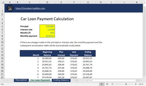 Car Loan Payment Calculator Template Buddies