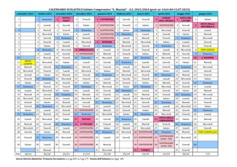 Calendario Scolastico Dellistituto Comprensivo “g Mazzini” As