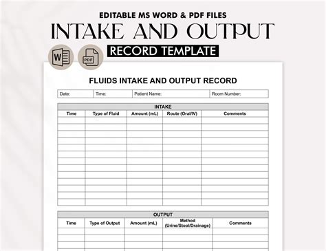 Intake And Output Chart Printable Free Printable