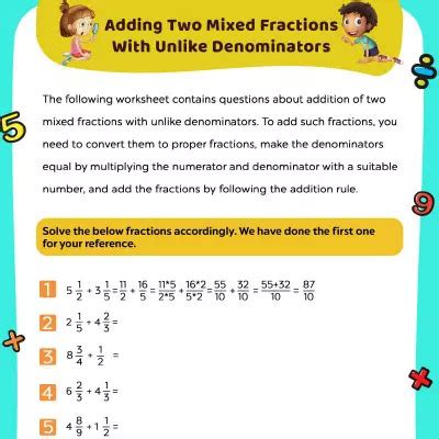 Add Mixed Fractions With Unlike Denominators MomJunction
