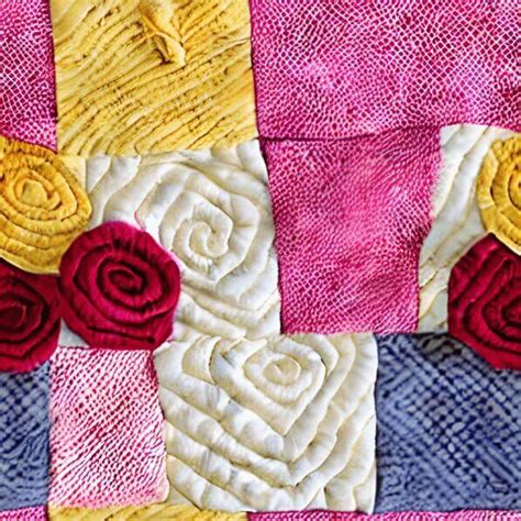 Download Colorful Patchwork Quilt With Roses On An Ironing Board