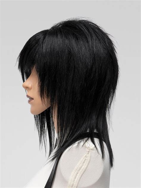 Emo Scene Hair Wig Jet Black Human Hair Wig 360 Spiky Wig With Side