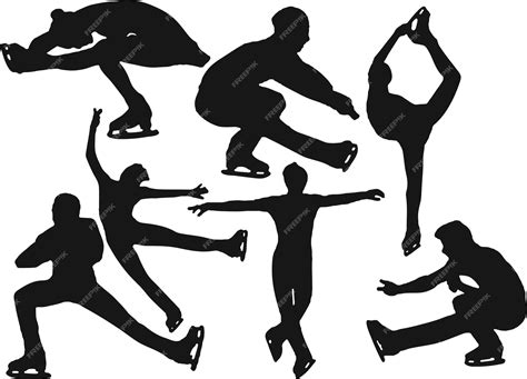 Premium Vector Figure Skater Silhouette In Different Poses On The Ice