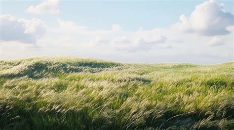 A Field Of Wild Grass With A Gentle Breeze Causing Ripples Across The