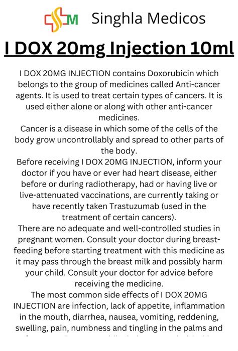 I Dox 20mg Injection 10ml At ₹ 3250vial Doxorubicin Hydrochloride Injection In New Delhi Id
