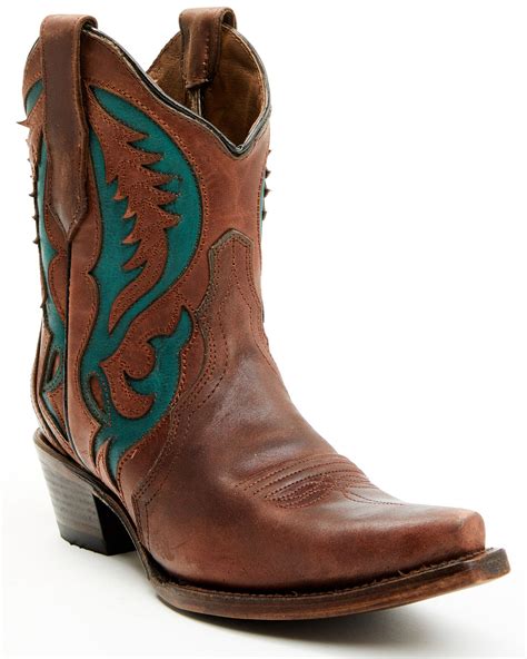 Circle G Womens Inlay Western Booties Snip Toe Brown