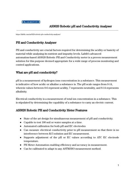 Ppt As3020 Robotic Ph And Conductivity Analyser Powerpoint