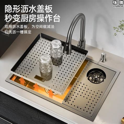 隱藏式中島吧檯水槽 不鏽鋼小單水槽洗菜盆帶蓋板洗杯器1710 露天市集 全台最大的網路購物市集