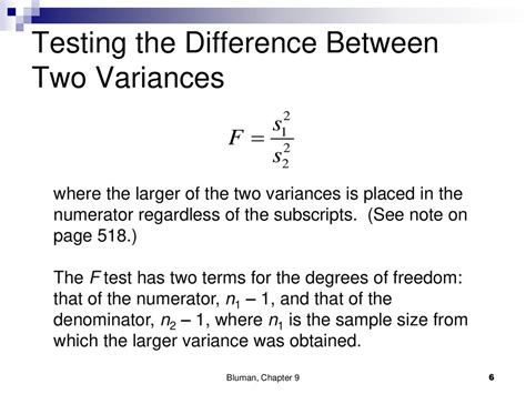 Testing The Difference Between Two Variances Ppt Download