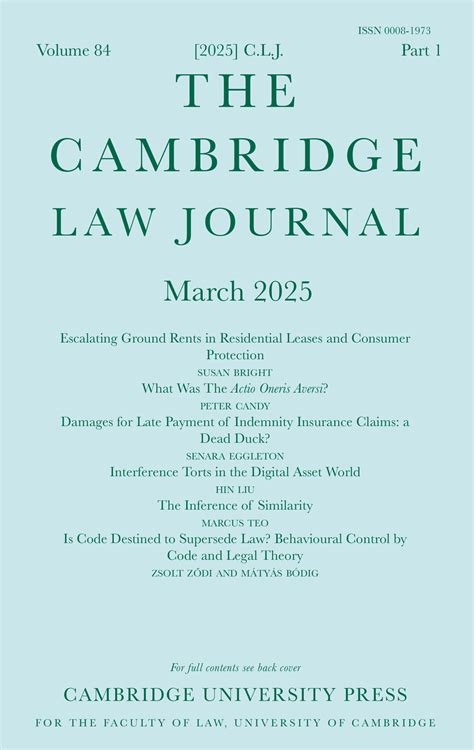 Latest Issue The Cambridge Law Journal Cambridge Core