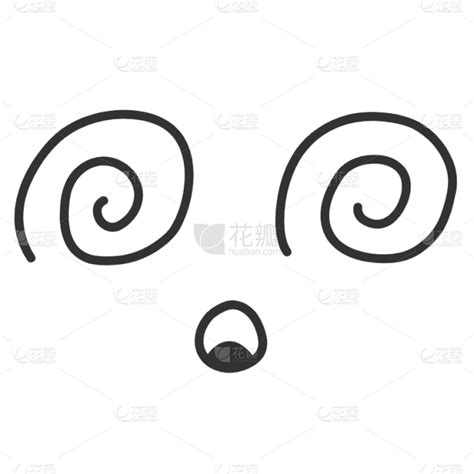 手绘 卡通粗线条贴纸svg 眩晕表情