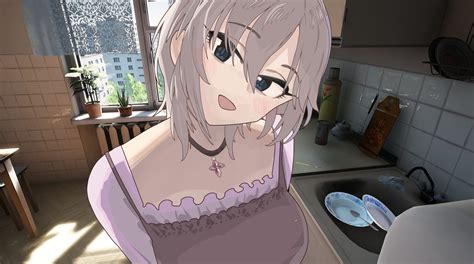 Safebooru 1girl 3d Background Anastasia Idolmaster Blue Eyes Blush Commentary Request Grey