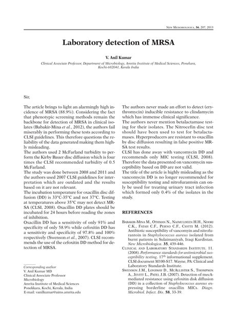 Pdf Laboratory Detection Of Mrsa