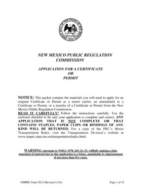 Fillable Online Nmprc State Nm NEW MEXICO PUBLIC REGULATION COMMISSION