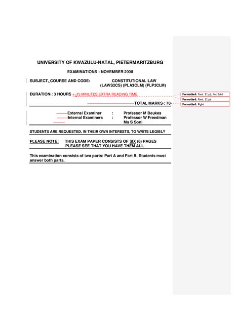 Electoral Amendment Bill Constitutional Law Past Exam Exámenes