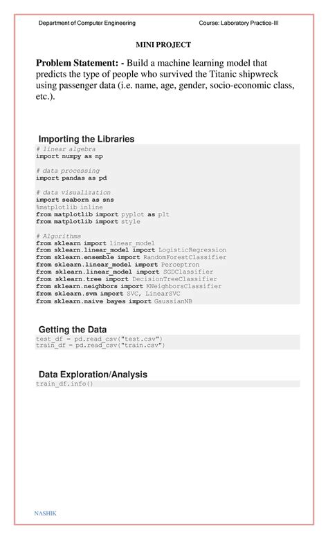 Ml Mini Project 01 Mini Project Problem Statement Build A
