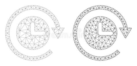 mesh clockwise rotation icon versions in polygonal network vector style
