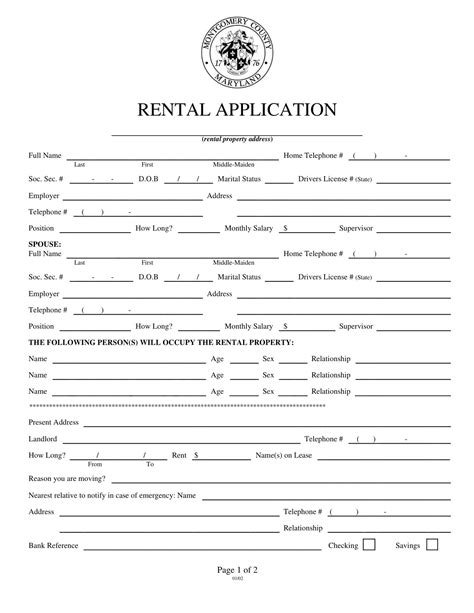 Free Printable Rental Application Form Templates Word PDF Simple