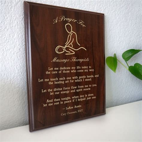 Massage Therapist Prayer Plaque Lmt T Rmt Appreciation Etsy