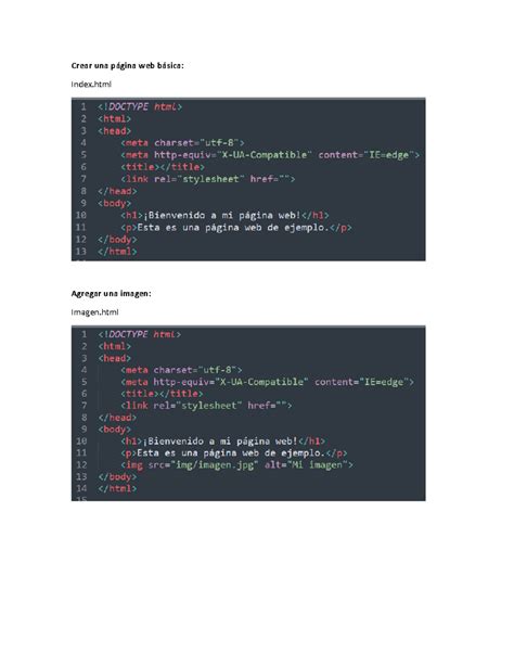 Actividad Html Ejemplos Basicos De La Utilizacion De Etiquetas En