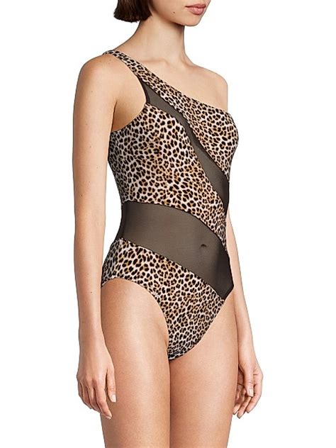 Shop Norma Kamali Leopard Mesh One Piece Swimsuit Saks Fifth Avenue