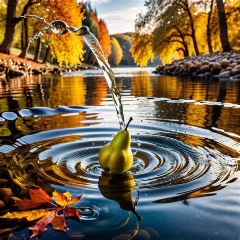 Splash Water Pear Surrounded By A Swirl Of Pure Water With The