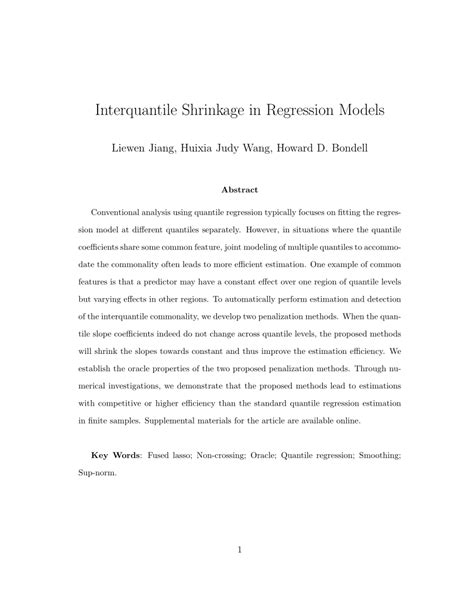 Pdf Interquantile Shrinkage In Regression Models