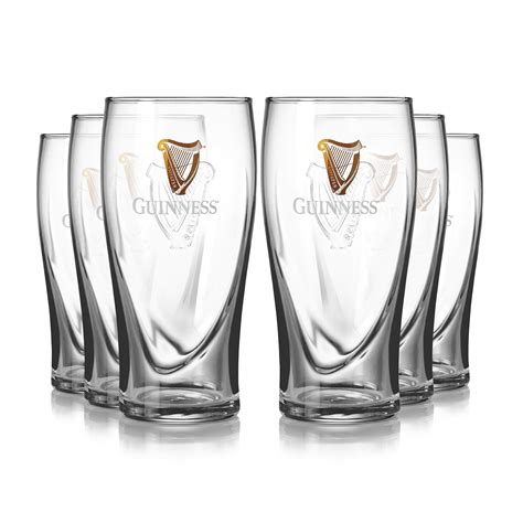 Guinness Embossed Pint Glass 6 Pack Guinness Personalized Glassware
