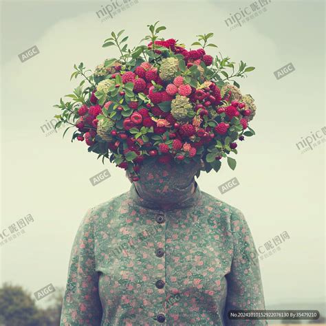 Ai创作图超现实主义图片 花遮脸的女孩 另类高清图片 石榴丰收节头 创意另类图片 摘果实的陶瓷少女 水果女孩创意 超现实主义画作 摘刺梨的小女孩 鲜花女孩头像 创意果蔬照片 植物艺术照 摘刺梨