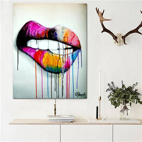 Pop Art Sexy Lips Canvas Print Colorful Abstract Graffiti Wall Art