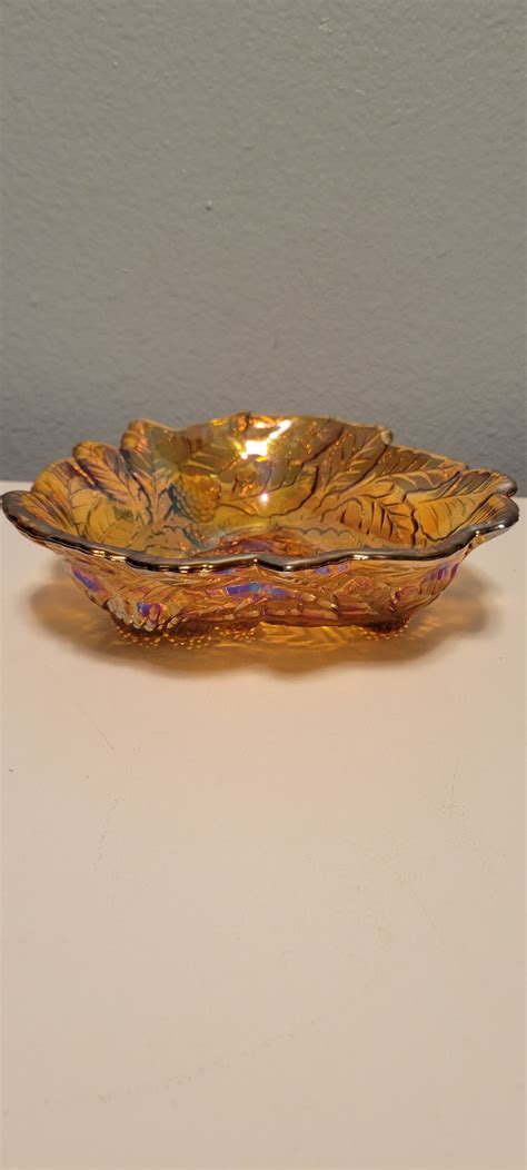 Vintage Marigold Carnival Glass Bowl Etsy