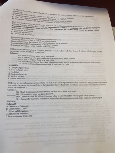 Solved Misstatement E Following Course Of Action Is Most