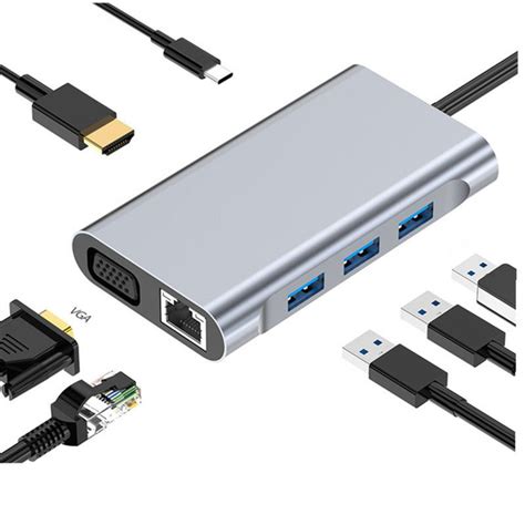 Usb C Hub Type C к Hdmi совместимому Usb 3 0 Rj45 Vga док станция 3 5