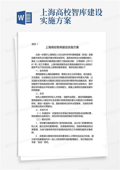 上海高校智库建设实施方案 Word模板下载 编号qnyjrxgx 熊猫办公