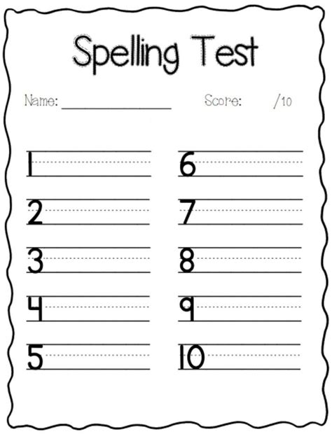 Spelling Test Template Worksheet Spelling Word Practice Spelling Test Template Spelling