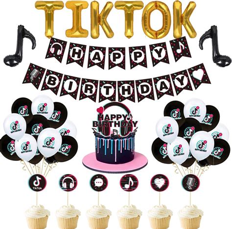 Tik Tok Birthday Party Decoration Happy Birthday Banner Tik Tok Note