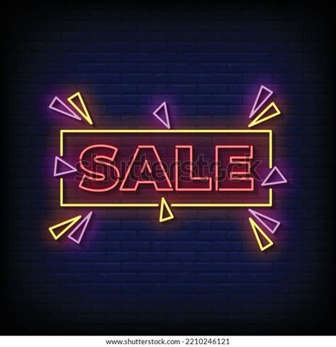 Neon Sign Sale Brick Wall Background Stock Vector Royalty Free