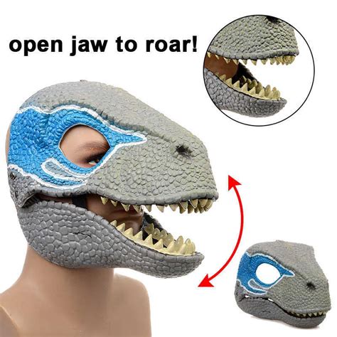 Jurassic Raptor 3D Latex Dinosaur Animal Face Mask With Moving Jaw ...
