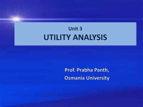 Utility Analysis Ppsx