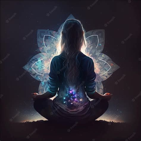 Premium Photo Back View Of Girl Sitting In Yoga Pose Generative Ai