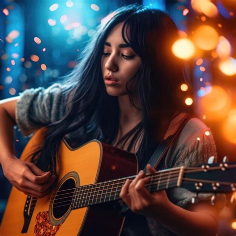 Premium Ai Image Girl Playing Guitar
