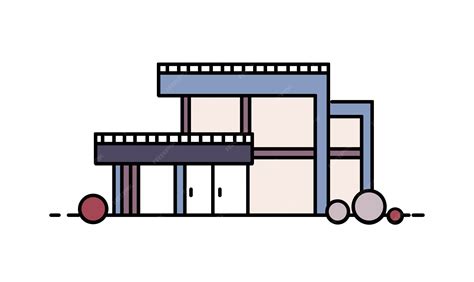 현대 건축 스타일로 지어진 생활 집 고립 된 큰 창문이 현대적인 건물 프리미엄 벡터