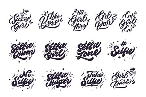 Grl Pwr 구문 세트 소녀 파워 서예 번들 페미니즘 슬로건 자필 글자 0명에 대한 스톡 벡터 아트 및 기타 이미지 0명