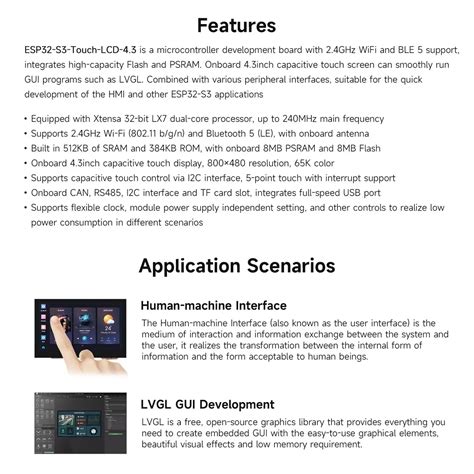 Esp32 S3 Lcd 43inch Capacitive Touch Screen Development Board 5 Point