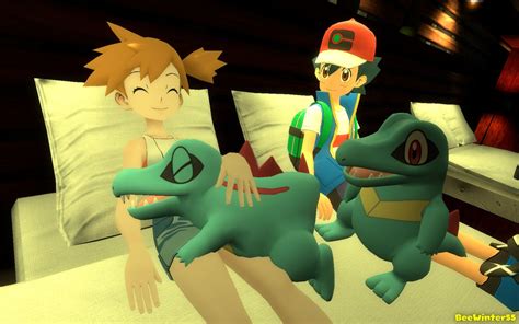 Misty Snuggling With Totodile By Beewinter55 On Deviantart