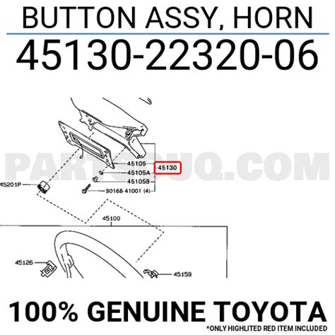 Button Assy Horn 451302232006 Toyota Parts Partsouq