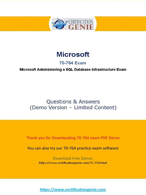 70 764 Sql Server Exam Qanda Guide Pdf Microsoft Sql Server