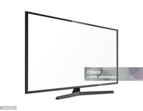 템플릿 흰색 Lcd Tv 모니터 또는 Led 화면 격리 3d 벡터 그림 텔레비전에 대한 스톡 벡터 아트 및 기타 이미지