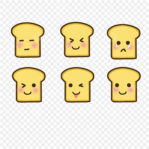 可愛的貼紙麵包 卡哇伊 萌萌 Emoji素材圖案，psd和png圖片免費下載