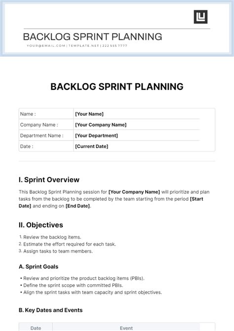 Free Backlog Sprint Planning Template To Edit Online
